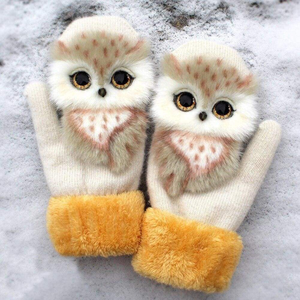 Furry Animal Cartoon Mittens, Cute Plush Pet Mittens, Hand Knitted ...