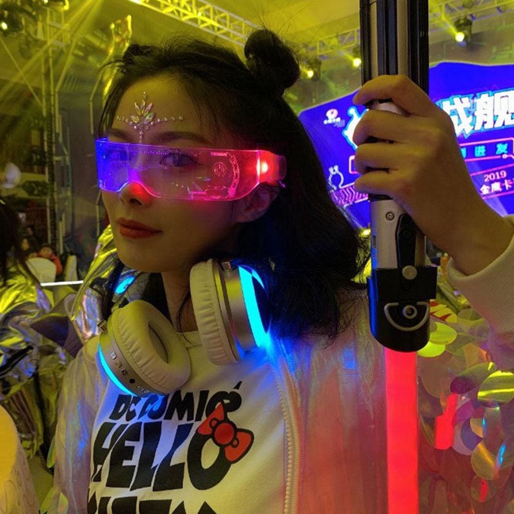 Cyberpunk LED Luminous Light Up Glasses | Futuristic Cyber Visor LED ...