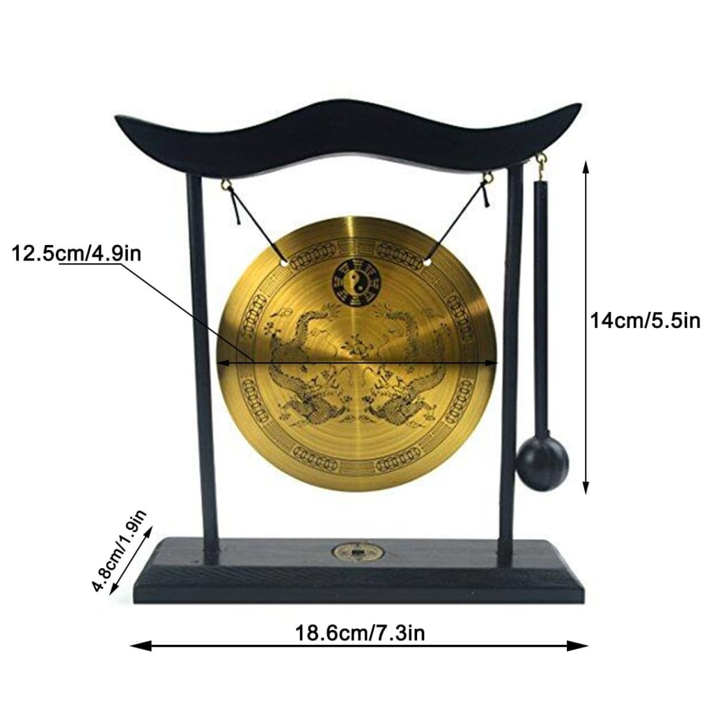 Authentic Feng Shui Brass Gong, Miniature Brass Gong on Stand, Mini ...
