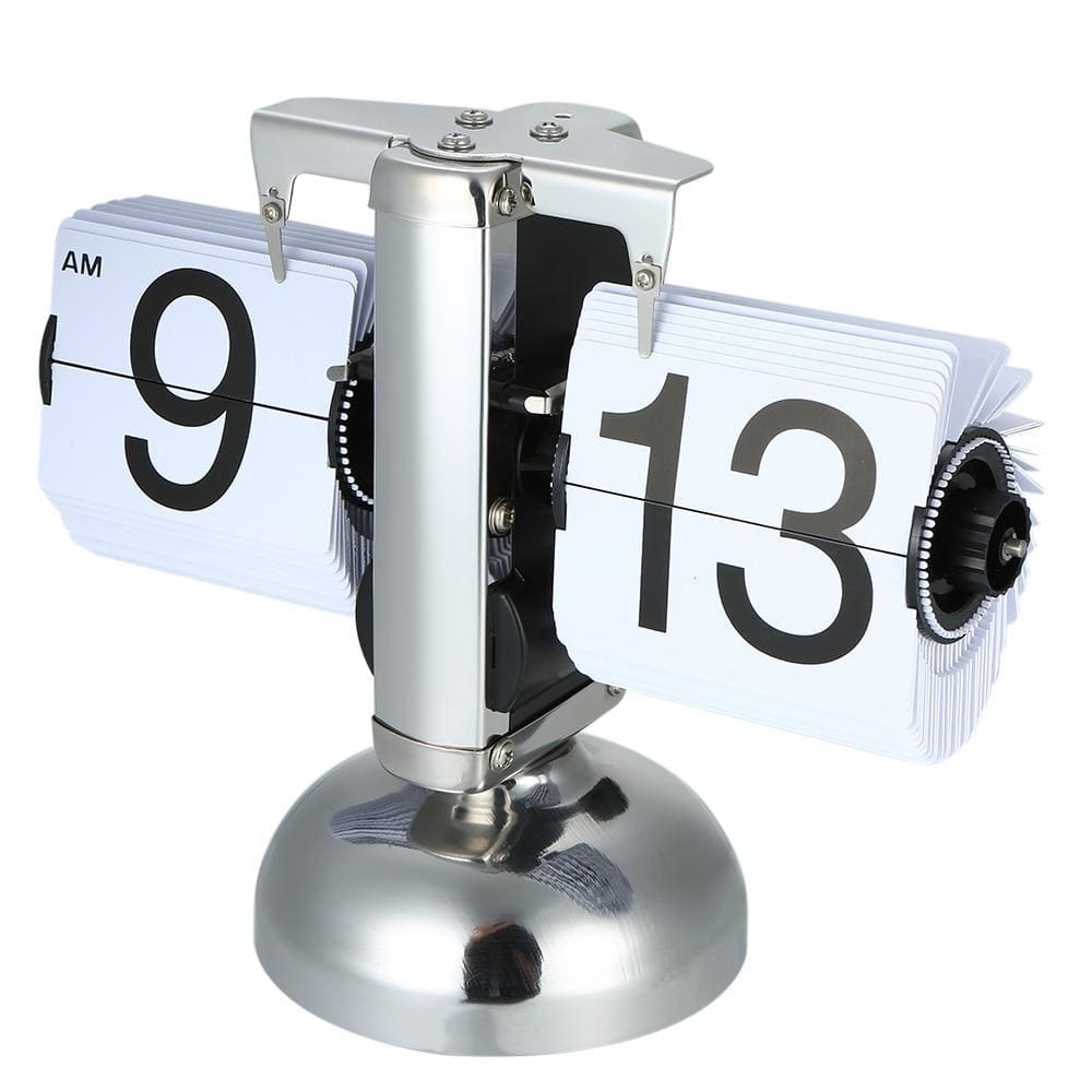 Stainless Steel Flip Clock, Black and White Auto Flip Clock, Modern ...